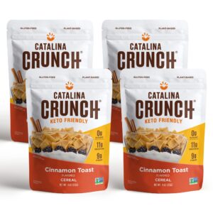 catalina crunch cinnamon toast cereal 4 pack | low carb, sugar free, gluten free | keto snacks, vegan, plant based protein