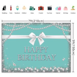 Tiffany Breakfast Blue Bow-Knot Backdrop Turquoise Diamonds Sweet 16 Birthday Party Background Baby Shower Bridal Shower Wedding Party Cake Table Decorations 7x5FT