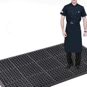 jxgzyy 83x35 commercial anti-fatigue drainage rubber matting non-slip rubber drainage mat commercial kitchen floor mat rubber mat with holes for wet area use black