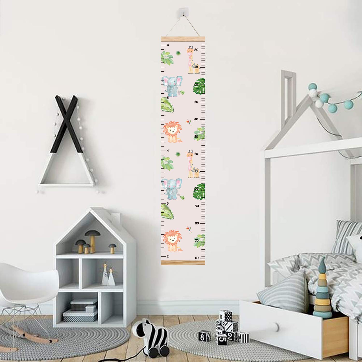 Animals Growth Chart for Kids, Baby Height Chart, Canvas Height Measuring Rulers for Boys Girls (Animals 2)