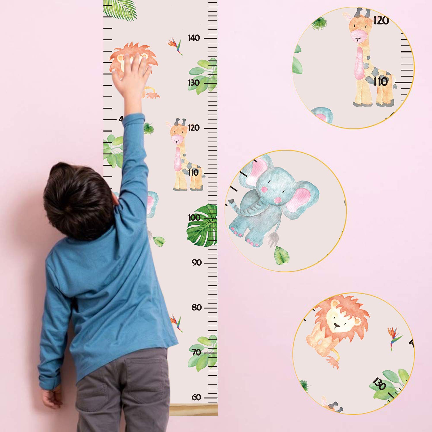 Animals Growth Chart for Kids, Baby Height Chart, Canvas Height Measuring Rulers for Boys Girls (Animals 2)