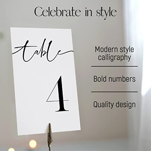 26 Pieces Table Numbers for Wedding Reception, Table Number 1-25 with Head Table Card, Double Sided Contemporary Table Number Design, 4x6" Wedding Table Numbers, Matte Lamination Table Number Cards