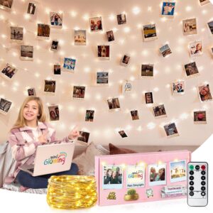 mind-glowing photo clip string lights - hanging pictures fairy lights for bedroom, gifts for teenage girls 10-14 year old, cute room decor for teen girls - teen girls trendy stuff (50 led, 16.4 ft)