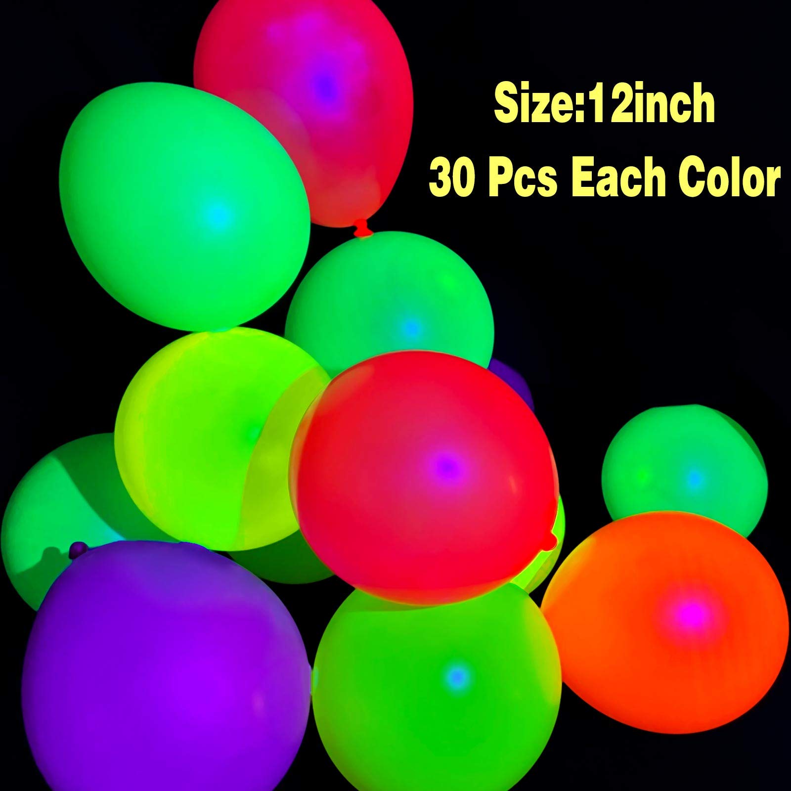 150 Pieces UV Neon Balloons, 12 Inch Blacklight Glow Party Balloons 5 Colors Neon Fluorescent Balloons for Blacklight Party, Birthday, Wedding Supplies