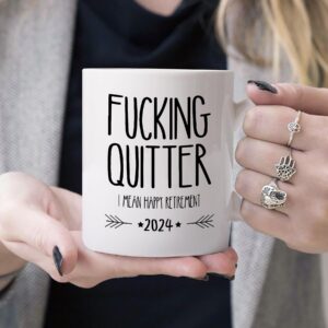 Funny Retirement Gifts for Men Women-Quitter I Mean Happy Retirement Coffee Mugs 2024, Unique Retired Mugs Gift Ideas for Coworkers Office & Family