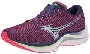 mizuno women's wave rebellion running shoe, diva pink-indigo white, 8