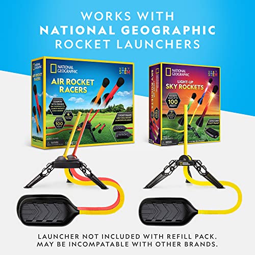 NATIONAL GEOGRAPHIC Air Rocket Toy Refill – Ultimate LED Rocket Collection with 5 Light-Up Air Rockets, Compatible with All Stomp and Launch Air Powered Rocket Launcher Sets