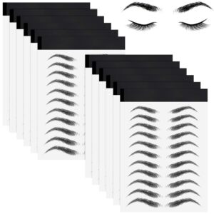 12 sheets 108 pairs hair like waterproof eyebrow tattoos stickers temporary eyebrow tattoos instant transfer brows peel off fake eyebrow sticker authentic eyebrow for women and girls(classic style)