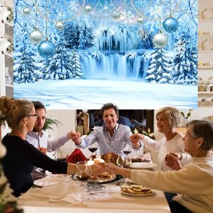 DUAIAI Winter Christmas Backdrop, Birthday Party Decorations Frozen Crystal Pendant Ice and Snow White World Wonderland Background Banner for Children Photography Backdrops