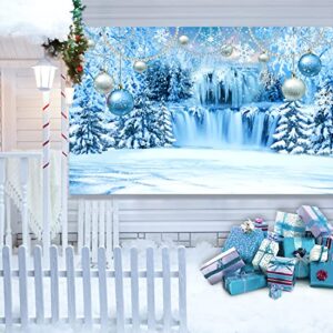 DUAIAI Winter Christmas Backdrop, Birthday Party Decorations Frozen Crystal Pendant Ice and Snow White World Wonderland Background Banner for Children Photography Backdrops