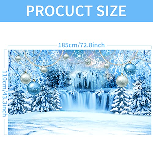 DUAIAI Winter Christmas Backdrop, Birthday Party Decorations Frozen Crystal Pendant Ice and Snow White World Wonderland Background Banner for Children Photography Backdrops