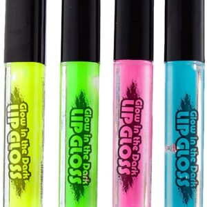 The Dreidel Company Glow in The Dark Lip Gloss, 4 Assorted Color Sticks, 4.25" Inches