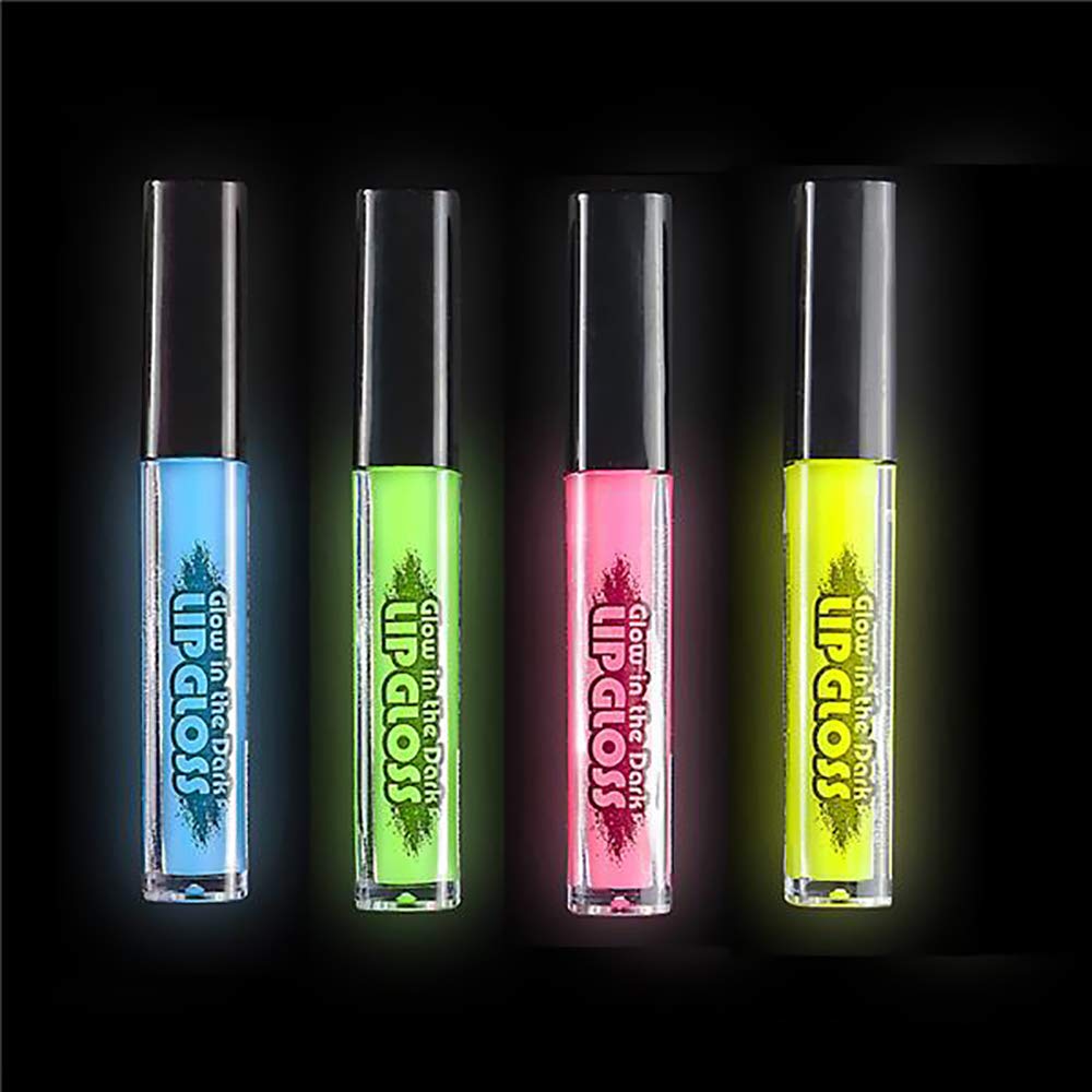 The Dreidel Company Glow in The Dark Lip Gloss, 4 Assorted Color Sticks, 4.25" Inches