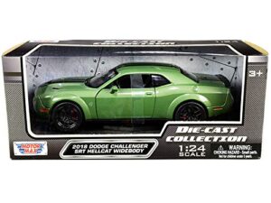 motor max 2018 dodge challenger srt hellcat widebody, green 79350grn - 1/24 scale diecast model toy car