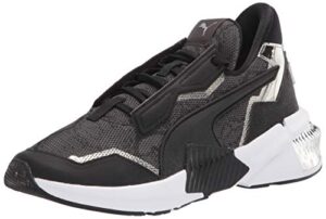 puma womens provoke xt cross trainer, puma black-metallic silver, 7 us