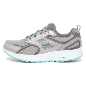 skechers women's go run consistent sneaker, gray/turquoise, 8.5 wide