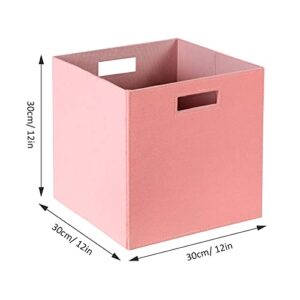 childishness ndup Foldable Cube Storage, 3 Packs, Collapsible Storage Bins with Dual Handles, Felt Storage Baskets for Bedroom, Playroom, Shelves, Nursery Closet Organizers 12 x 12 Inch, Pink