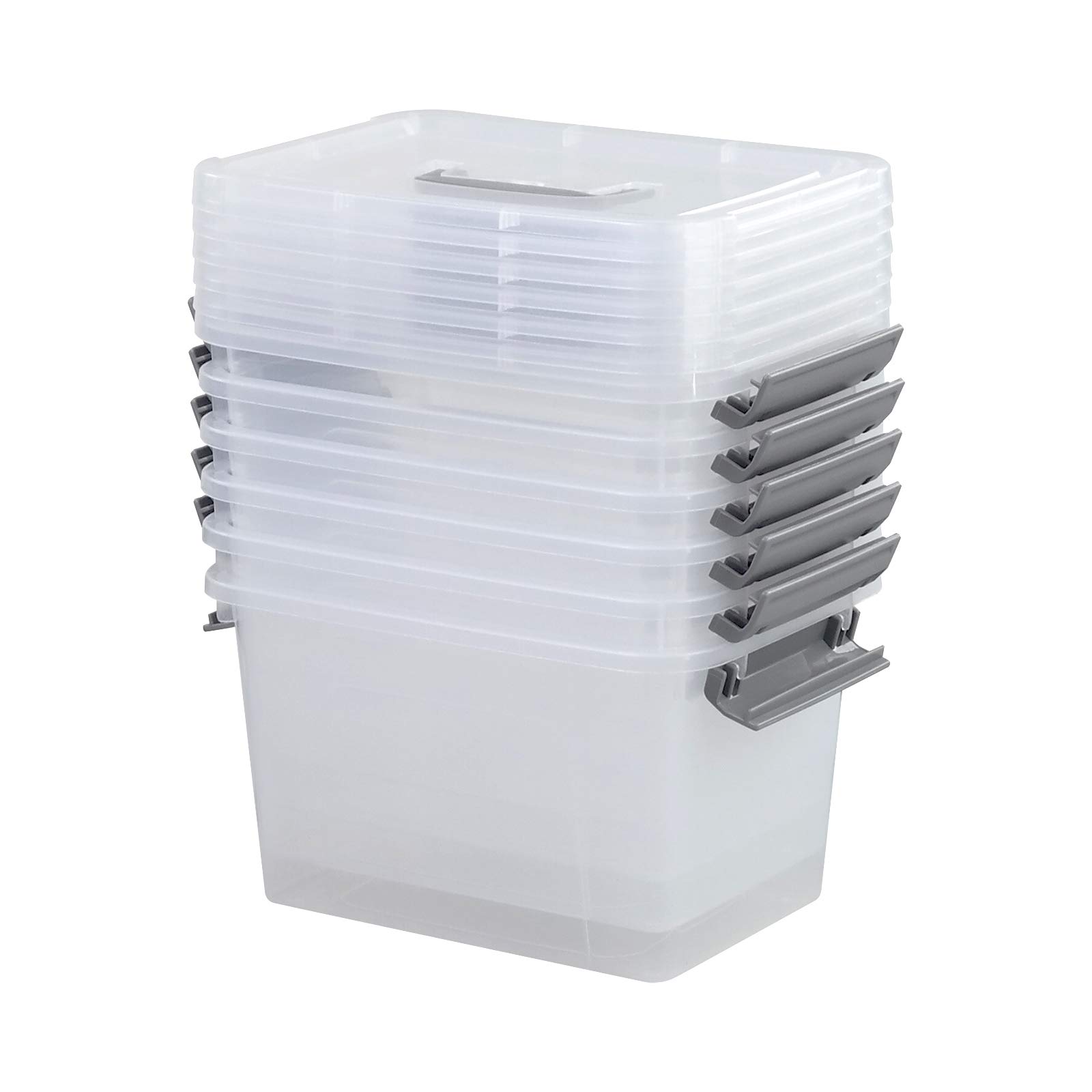 Kiddream 6-Pack Plastic Clear Latch Storage Boxes, 6 Liter Small Boxes with Lids