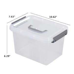 Kiddream 6-Pack Plastic Clear Latch Storage Boxes, 6 Liter Small Boxes with Lids