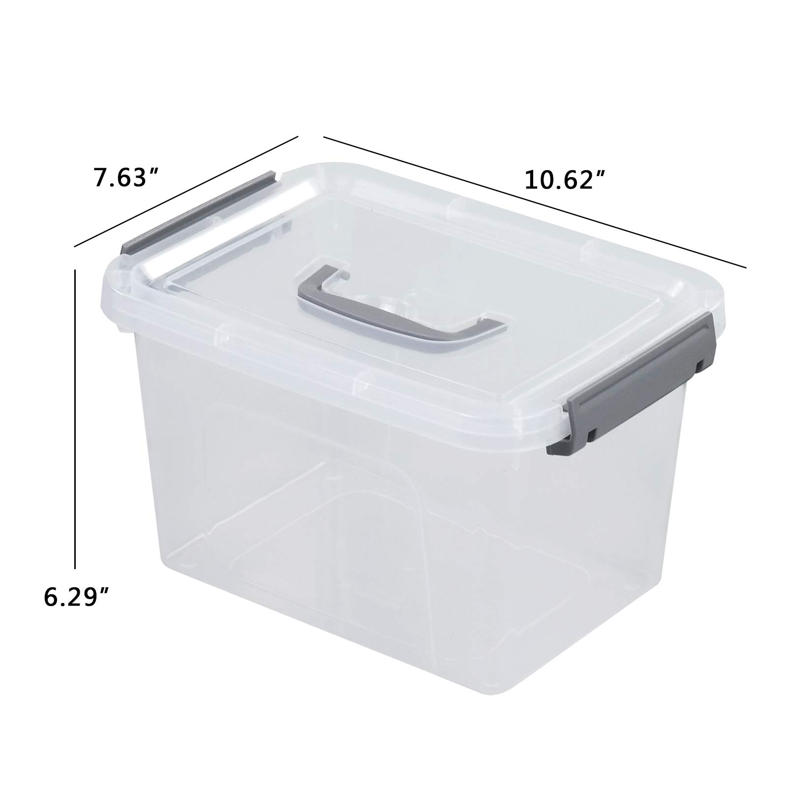 Kiddream 6-Pack Plastic Clear Latch Storage Boxes, 6 Liter Small Boxes with Lids