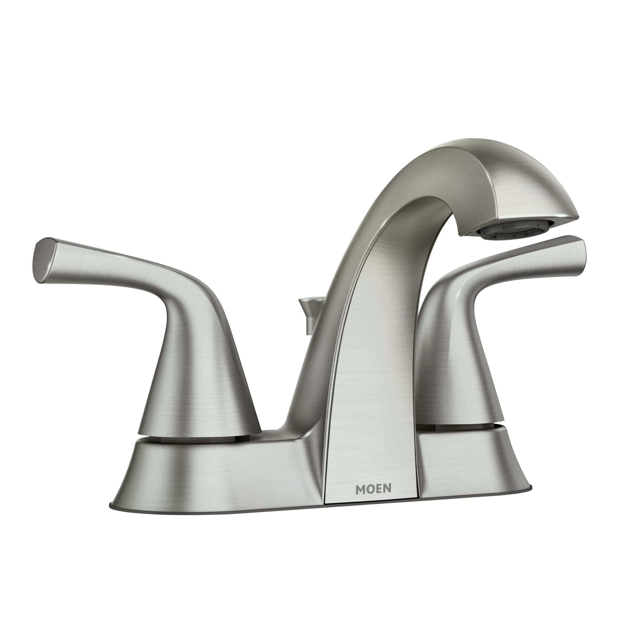 Moen Haber Spot Resist Brushed Nickel Two-Handle 4" Centerset Bathroom Faucet, 3-Hole Faucet, 84768SRN