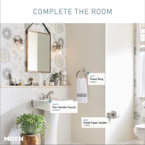 Moen Haber Spot Resist Brushed Nickel Two-Handle 4" Centerset Bathroom Faucet, 3-Hole Faucet, 84768SRN