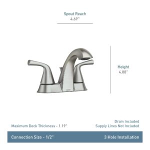 Moen Haber Spot Resist Brushed Nickel Two-Handle 4" Centerset Bathroom Faucet, 3-Hole Faucet, 84768SRN