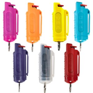 police magnum pepper spray keychain bulk set- tactical self defense maximum strength oc- safety key chains for women & men - made in the usa-7 pack rainbow inj