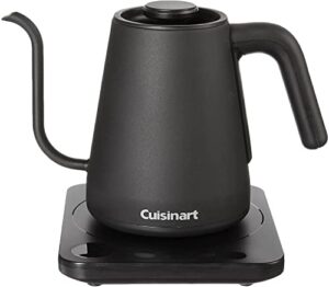 cuisinart gk-1 digital goose neck kettle, precision gooseneck spout designed for precise pour control that holds 1-liter, 1200-watt allows for quick heat up, stainless steel,black