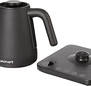 Cuisinart GK-1 Digital Goose Neck Kettle, Precision Gooseneck Spout Designed for Precise Pour Control that Holds 1-Liter, 1200-Watt Allows for Quick Heat Up, Stainless Steel,Black