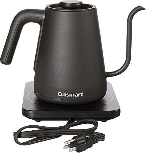 Cuisinart GK-1 Digital Goose Neck Kettle, Precision Gooseneck Spout Designed for Precise Pour Control that Holds 1-Liter, 1200-Watt Allows for Quick Heat Up, Stainless Steel,Black