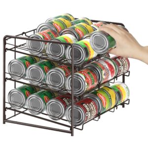 Can Organizer Stackable 2 Pack Can Storage Dispenser Rack 3 Tier Holds up 36 Cans Rotates First in First Out for Kitchen Cabinet or Pantry, Bronze