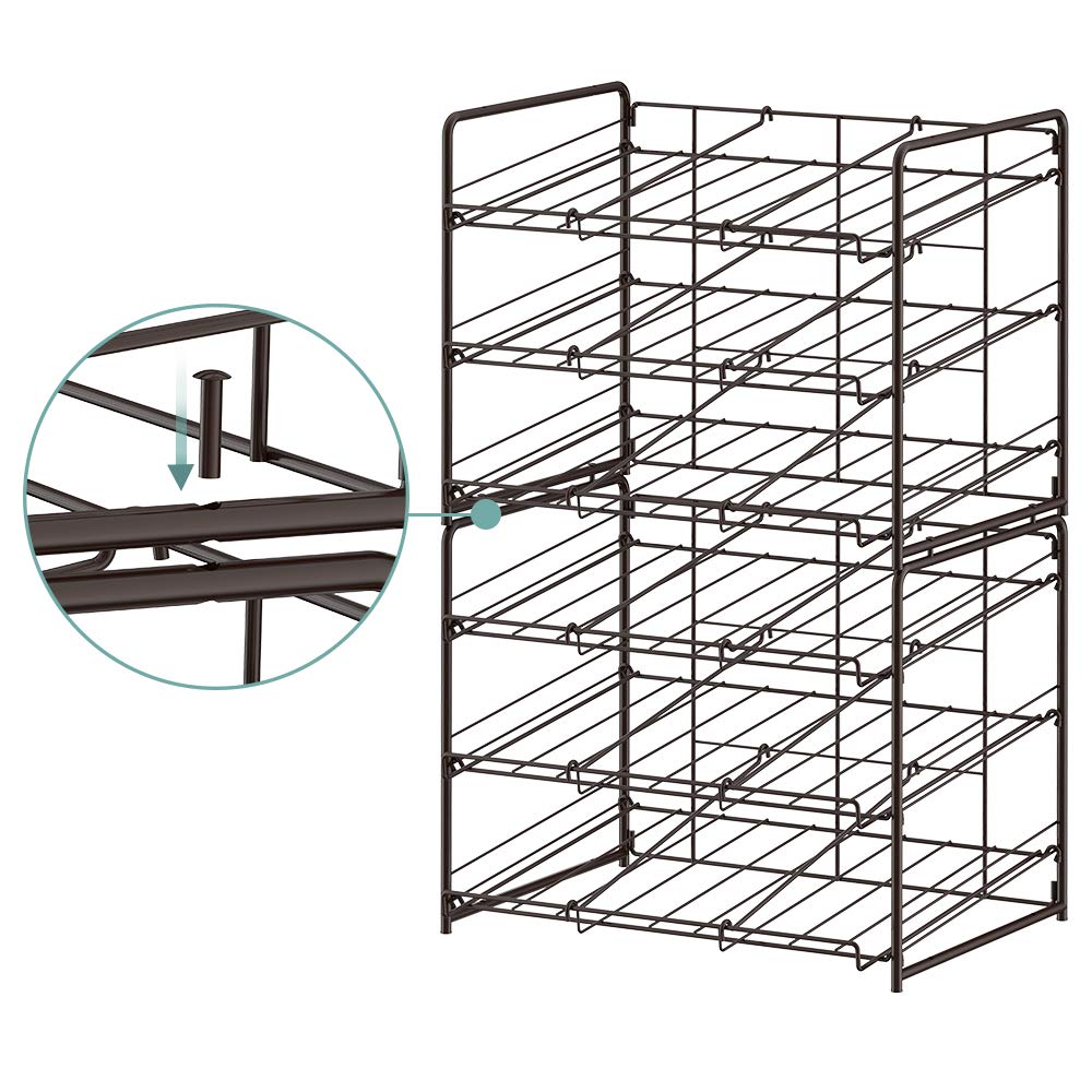 Can Organizer Stackable 2 Pack Can Storage Dispenser Rack 3 Tier Holds up 36 Cans Rotates First in First Out for Kitchen Cabinet or Pantry, Bronze