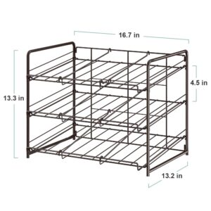 Can Organizer Stackable 2 Pack Can Storage Dispenser Rack 3 Tier Holds up 36 Cans Rotates First in First Out for Kitchen Cabinet or Pantry, Bronze