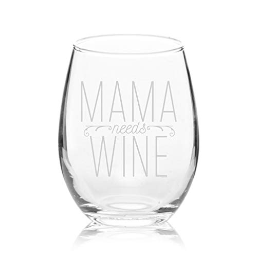 Veracco Mama Needs Wine For Mom Mothers Day Funny Birthday Gift Wine Lover Party Favor Stemless Wine Glass (Clear, Glass)