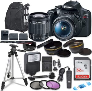 canon eos rebel t7 digital slr camera with canon ef-s 18-55mm image stabilization ii lens, sandisk 32gb sdhc memory cards with commander optics accessory bundle