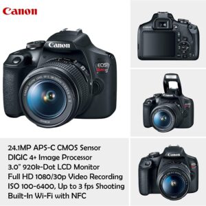 Canon EOS Rebel T7 Digital SLR Camera with Canon EF-S 18-55mm Image Stabilization II Lens, Sandisk 32GB SDHC Memory Cards with Commander Optics Accessory Bundle