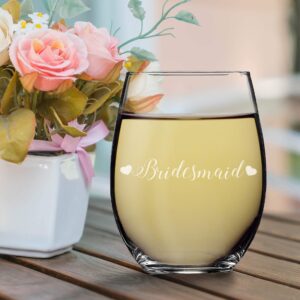 My Personal Memories Bride, Bridesmaid, Mother of the Bride, Groom, Maid and Matron of Honor 15 oz Stemless Wine Glasses - Hearts Design