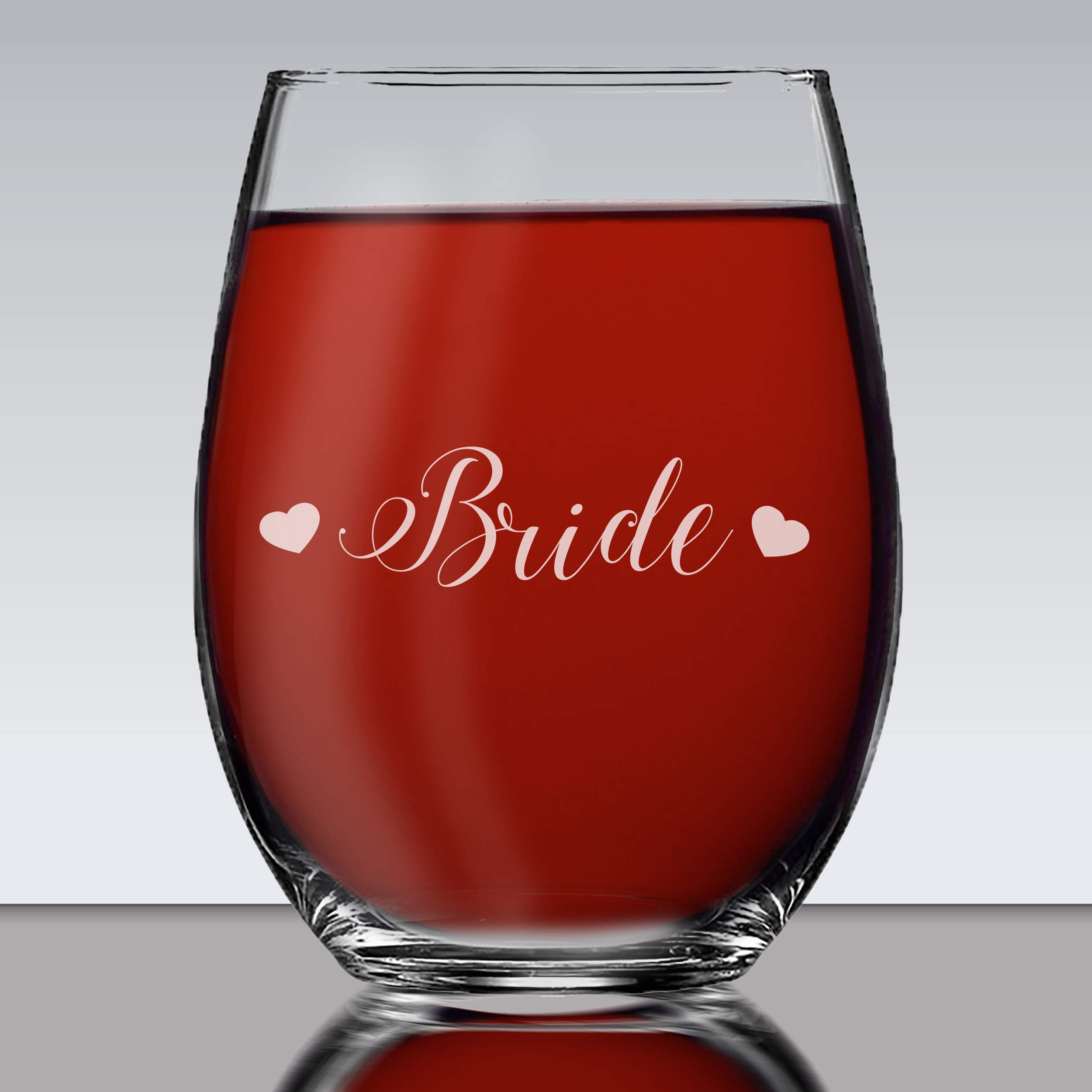 My Personal Memories Bride, Bridesmaid, Mother of the Bride, Groom, Maid and Matron of Honor 15 oz Stemless Wine Glasses - Hearts Design