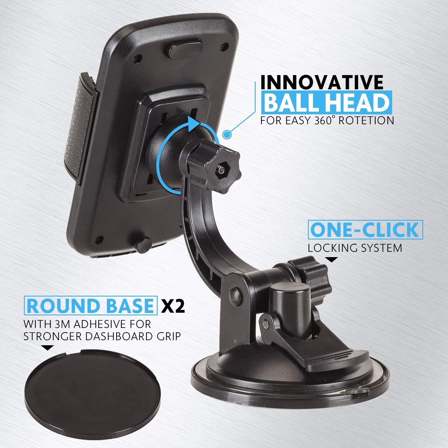 Bestrix Phone Car Holder for Dash & Windshield Quick Charge 4.0 Super-Fast Car Charger