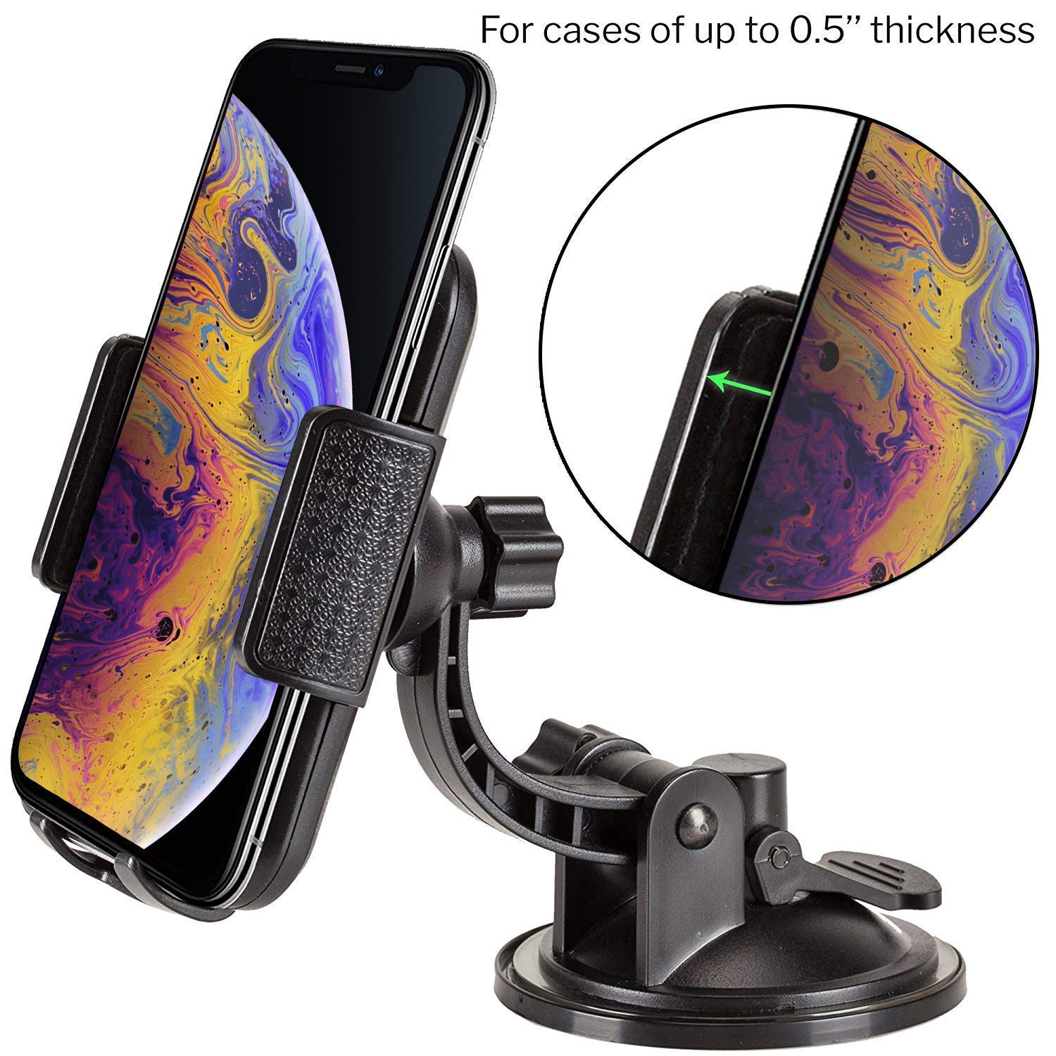 Bestrix Phone Car Holder for Dash & Windshield Quick Charge 4.0 Super-Fast Car Charger