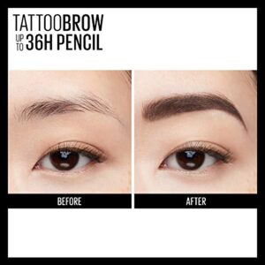 Maybelline TattooStudio Waterproof Eyebrow Pencil, Sharpenable, Longwear, Long Lasting Eyebrow Pencil, Defined Brows, Pigment Brow Pencil, Soft Brown, 1 Count