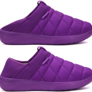 KUBUA Slippers for Men and Womens Indoor House Shoes Plush Slip on Outdoor Garden Loafers Purple 7 Women / 6 Men