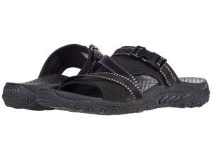 skechers women's reggae-perfect planning sport sandal, black/black, 7