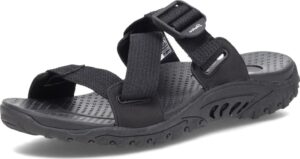 skechers women's reggae-quick hello sport sandal, black/black, 8