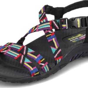 Skechers Women's Reggae-Native VIBEZ Sport Sandal, Black Multi, 6