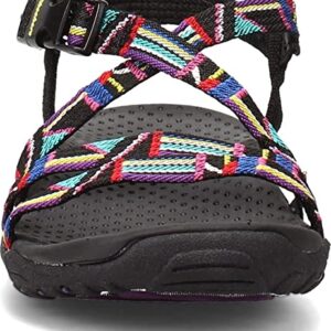 Skechers Women's Reggae-Native VIBEZ Sport Sandal, Black Multi, 6