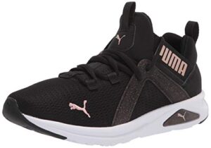 puma women's enzo 2 speckle sneaker, puma black-rose gold, 6.5