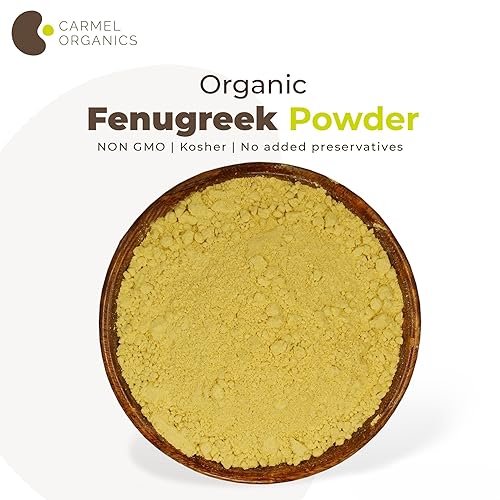 CARMEL ORGANICS Fenugreek |Methi Seeds (Powder, 8 Ounce or 0.5 Lbs)(Pack of 1) | USDA Certified Organic | Non-Gmo | No Added Preservatives | Indian Origin Fenugreek Seeds