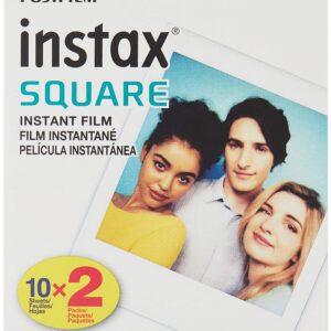 Fujifilm Instax Square SQ1 Instant Film Camera, Glacier Blue Bundle with Instax Square Film, White (20 Exposures)